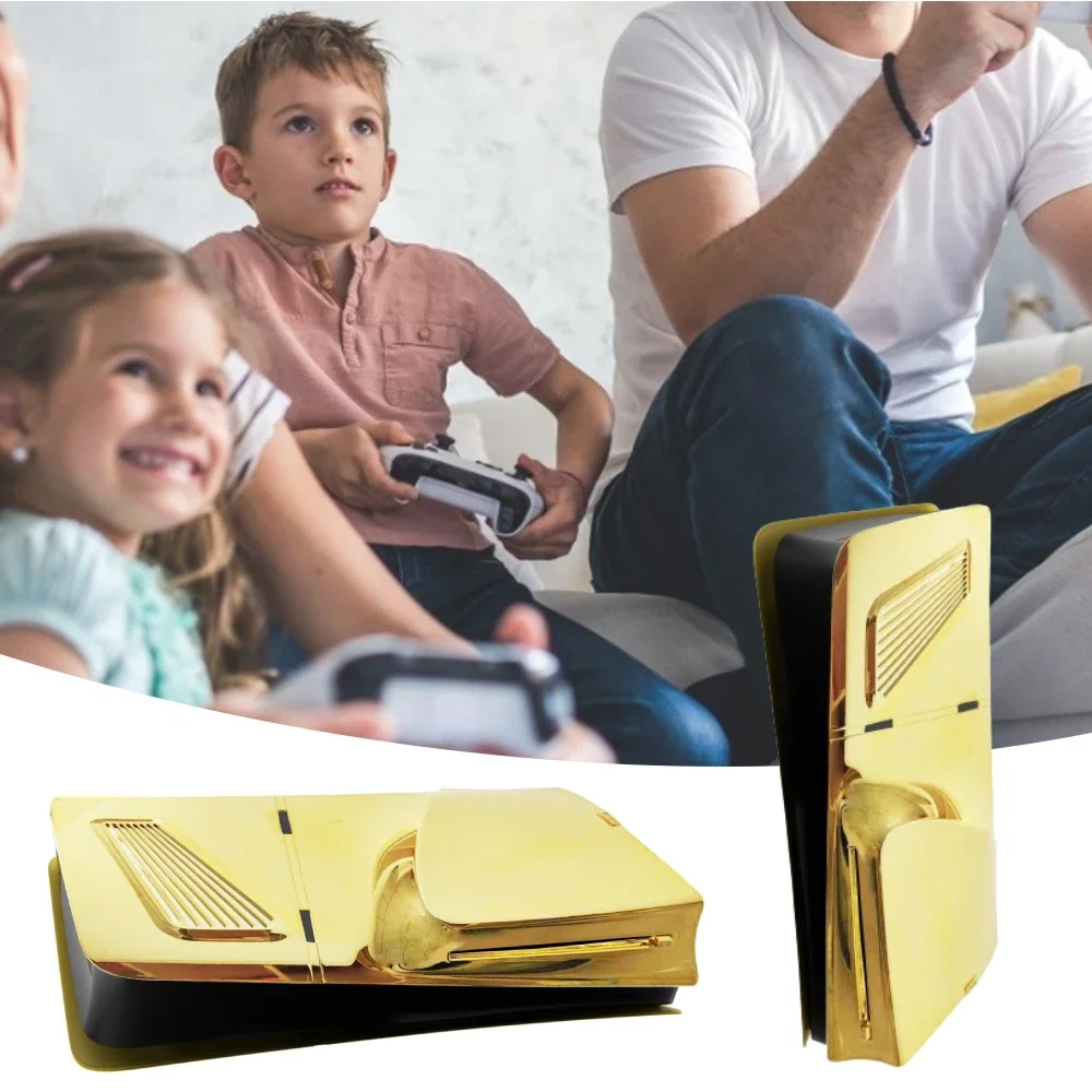 Electroplating-Gold-Console-Skin-Compatible-for-PS5-Slim-Plating-Faceplate-Replacement-Shell ...