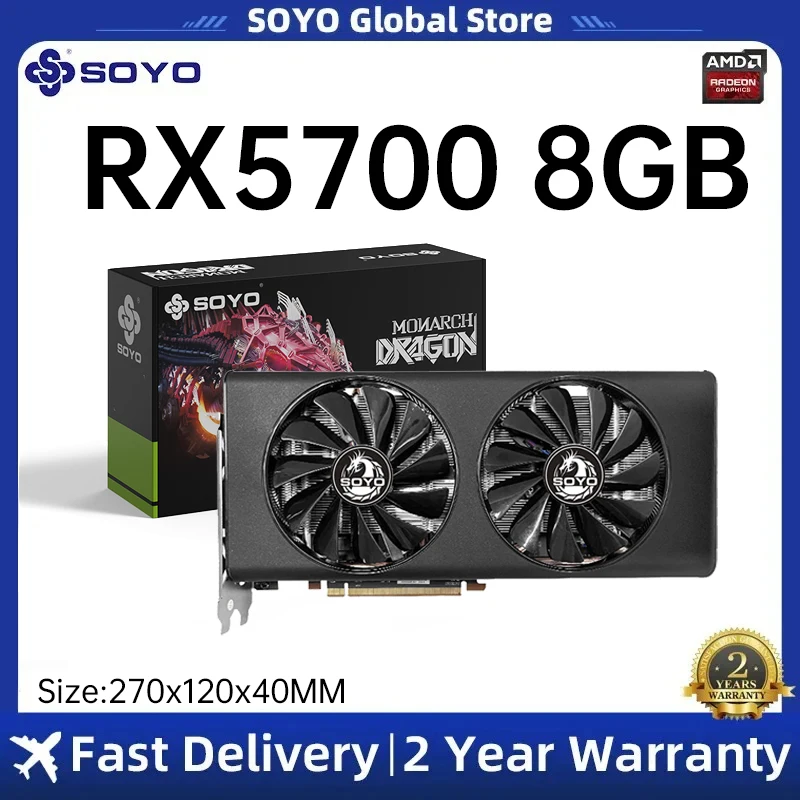 Soyo-Rx-5700xt-5500xt-8Gb-Grafische-Kaart-Gddr6-256bit-8-8pin-7nm ...