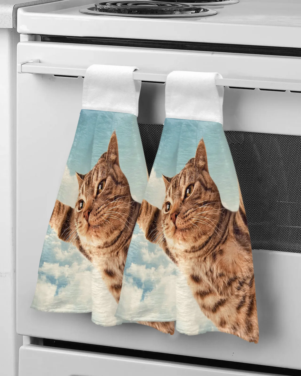 Toalla de mano de diseño de gatos voladores en el cielo, toalla de mano ...