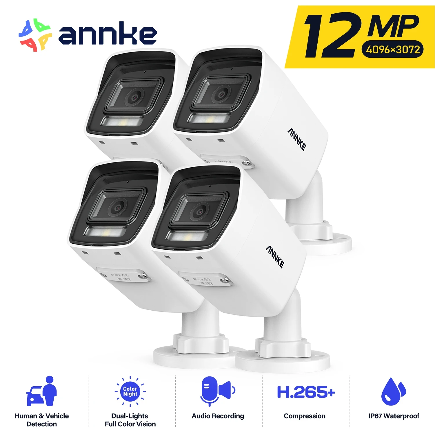 Annke 6K Dual Light Audio Fixed Bullet Camera Human Vehicle Detection ...