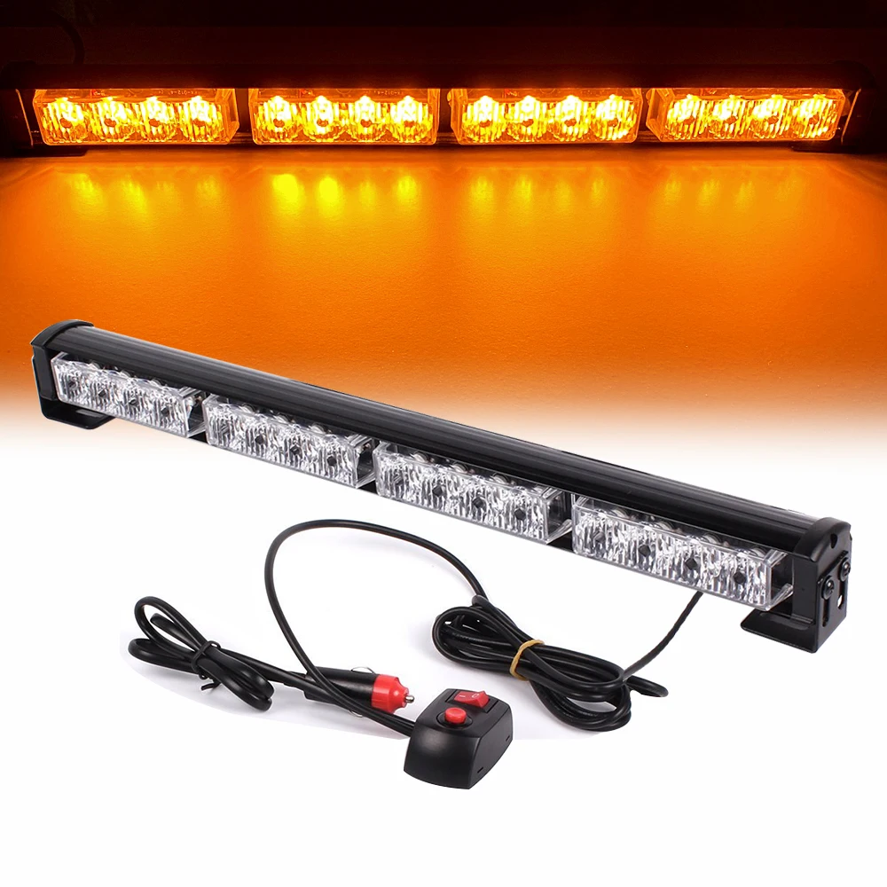 Amber-16LED-18-Car-Emergency-Strobe-Lights-Bar-Police-Flashing-Beacon ...