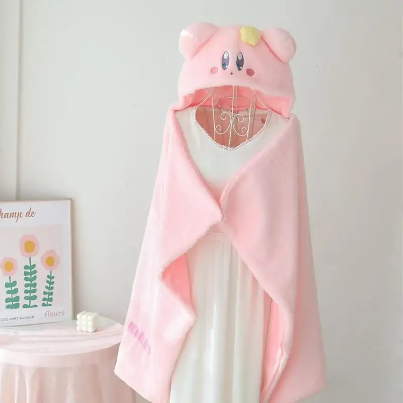 Miniso-Star-Kirby-Plush-Hooded-Cloak-Thickened-Warm-Flannel-Blanket ...