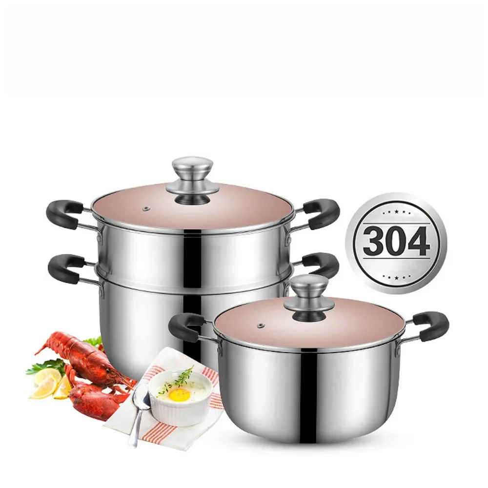 10 Inch Stock Pot Stainless Steel Stock Soup Pasta Pot with Lid Double ...