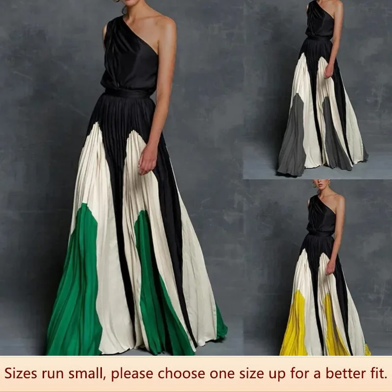 2021-Spring-summer-Color-Block-Slimming-Women-s-Dress-Long-Tank-Dress ...