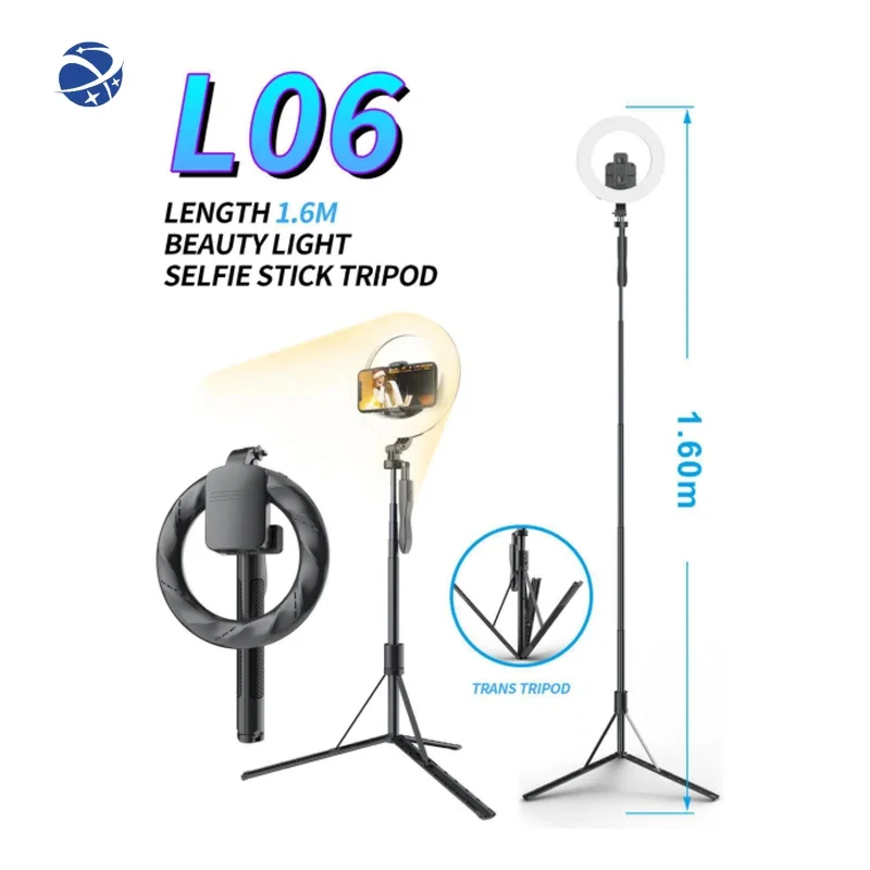 L06-selfie-stick-Wireless-Remote-LED-Ring-Fill-Light-Selfie-Stick-with ...