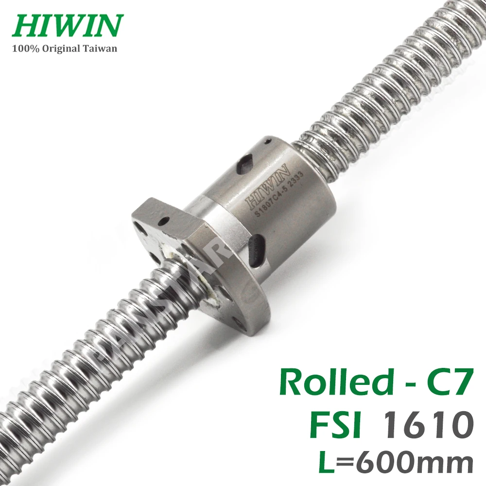 HIWIN Taiwan Ballscrew FSI R16 Lead 10mm Rolled C7 Class 600mm Shaft ...