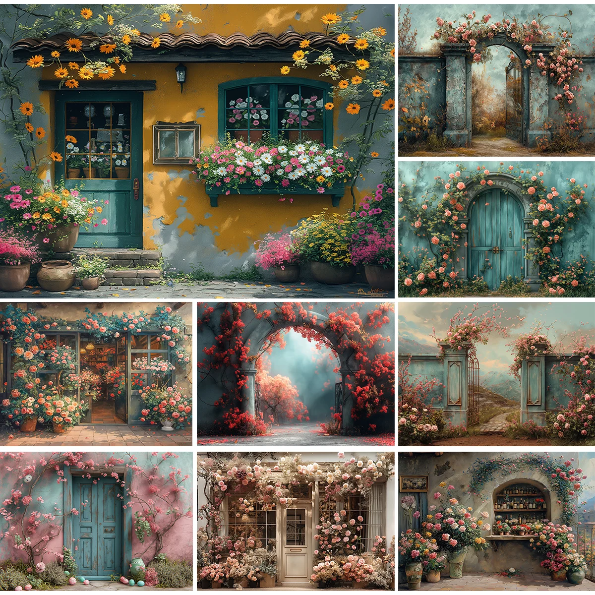 Romantic-Town-Flower-Shop-Photo-Background-Spring-Floral-Bloom-Photo ...