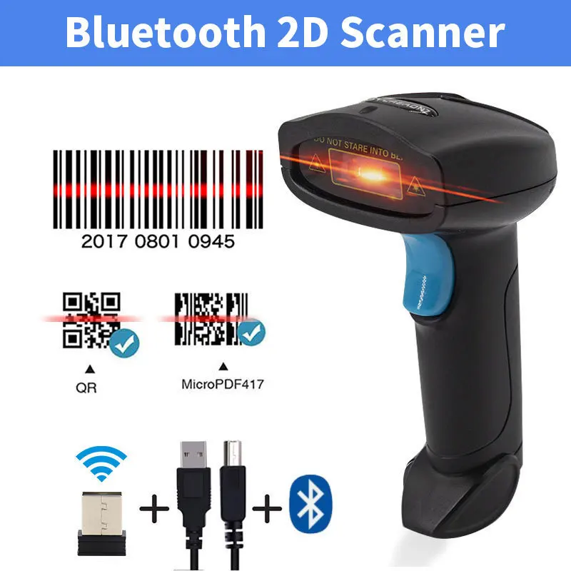 Barcode Scanner Codes Reader 1D 2D QR Wireless Wired Barcode Reader ...