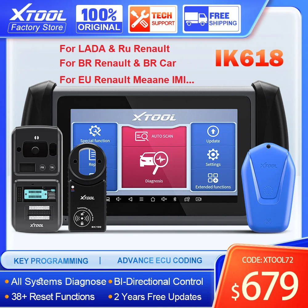 XTOOL InPlus IK618 With KC100 Auto Key Programmer For VW 4th&5th IMMO ...
