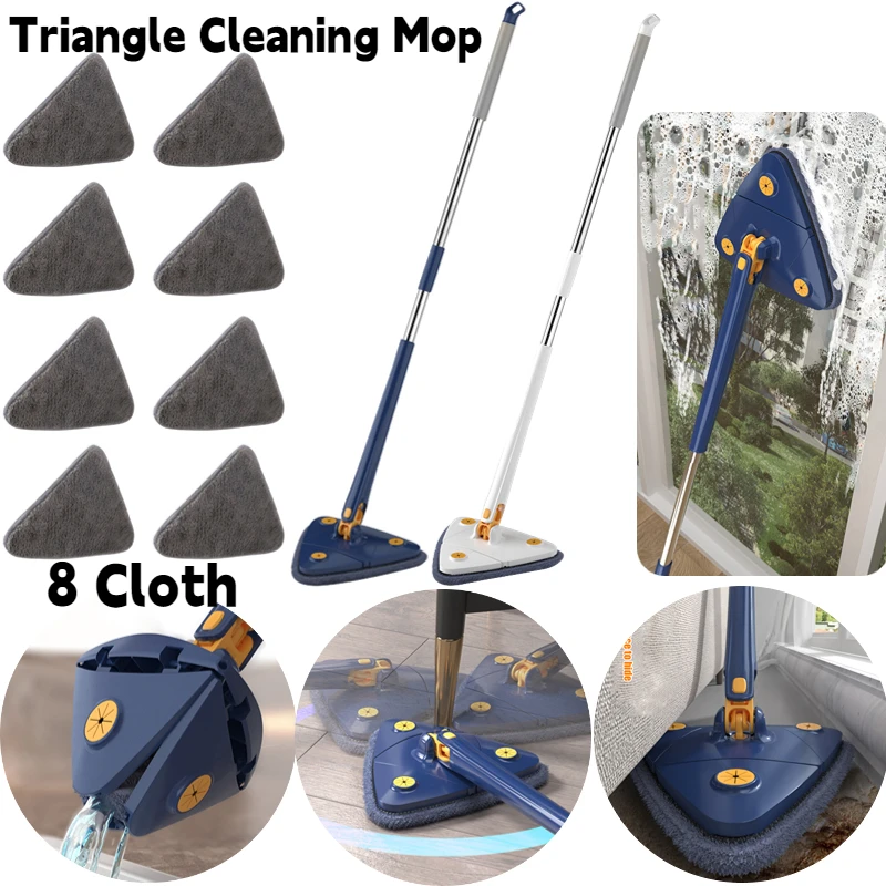 360° Triangle Cleaning Mop Telescopic Wet Dry Ceiling Cleaning Brush ...