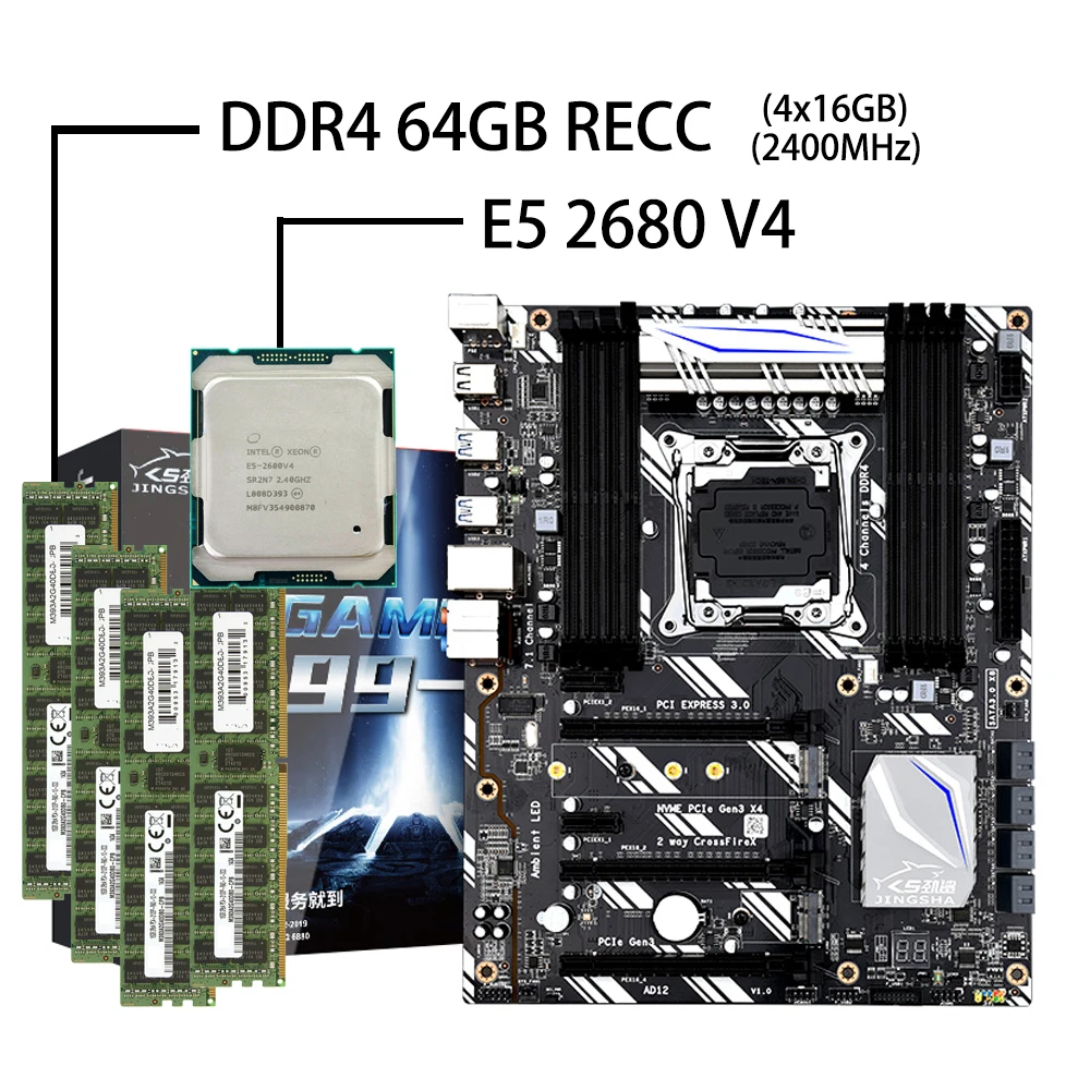 X99-D8-Motherboard-LGA-2011-3-with-E5-2680V4-4-DDR4-16GB-ECC-REG-RAM ...