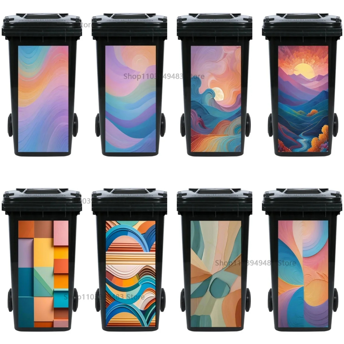 Artistic-Abstraction-Sunset-Painting-Self-adhesive-Waterproof-Dustbin ...