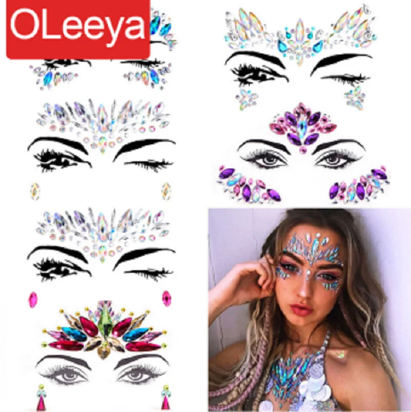 Festival Face Jewels Crystal Body Stickers Make Up Face Gems Glitter ...