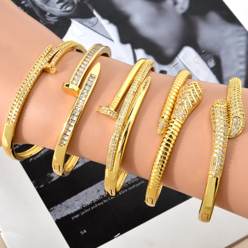 ZEADear-Fashion-Jewelry-Zircon-Bracelet-18K-Gold-Plated-Snake-Geometry ...