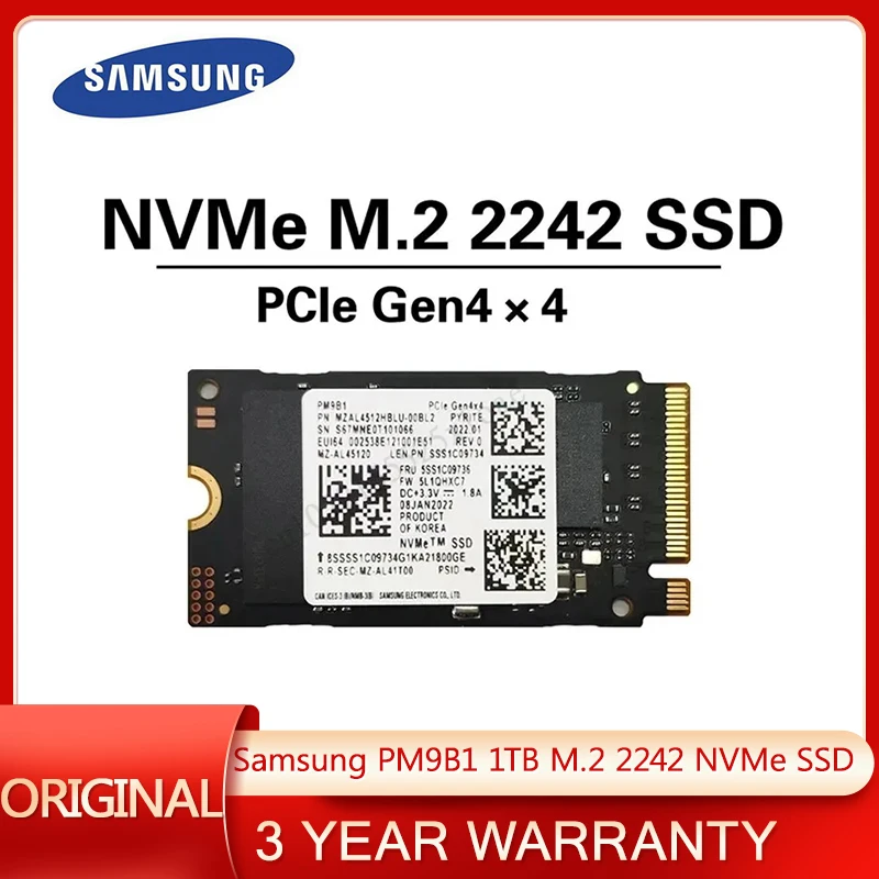 SAMSUNG-PM9B1-512GB-1TB-M-2-2242-NVMe-PCIe-Gen-4x4-TLC-Internal-Solid ...