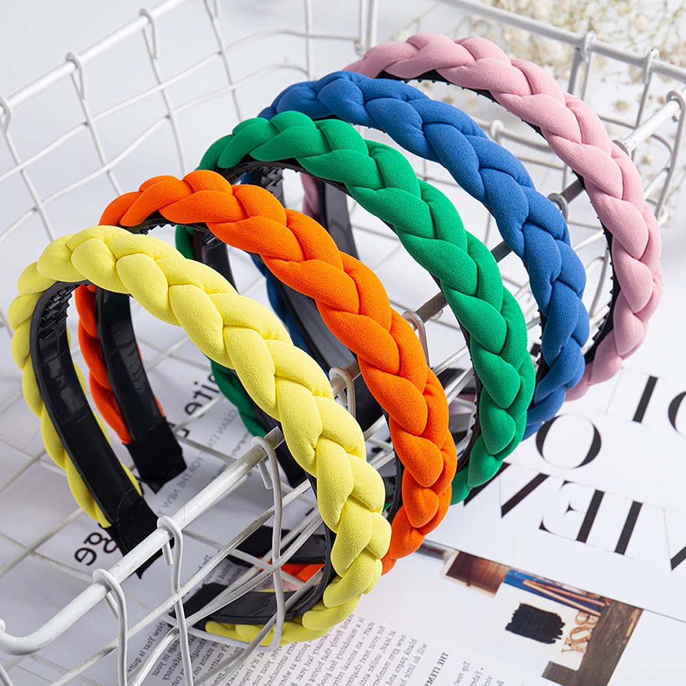 Fashion-Solid-Color-Braid-Hairbands-For-Women-Weaving-New-Non-slip ...