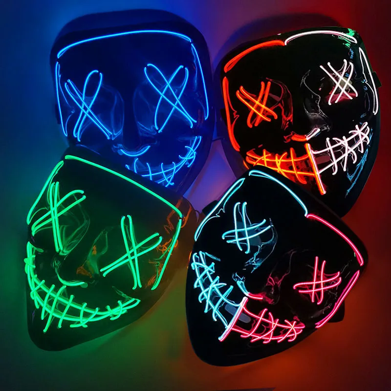 Wireless-Halloween-Neon-Mask-LED-Dual-Color-Glowing-Masquerade-Carnival ...