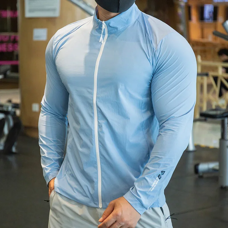 Men's Running Training Elastic Coat Outerwear Gym Tights Jacket Outdoor ...