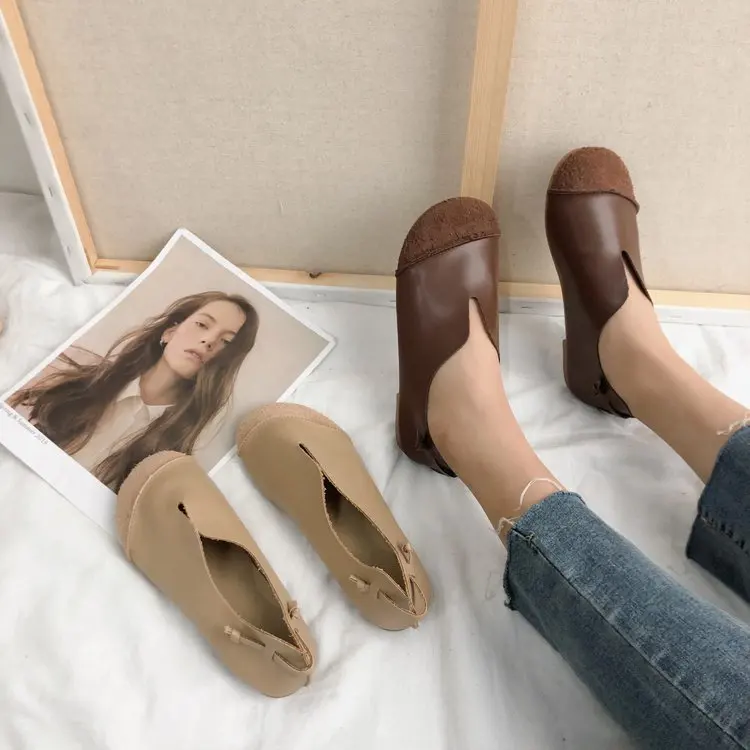 모리 걸 레트로 문학적 얕은 입 플랫 슈즈 부드러운 바닥 와일드 통기성 캐주얼 여성 싱글 슈즈 2022 신상여성용 플랫