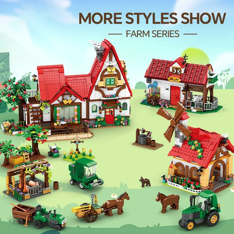 Creative-Farm-Series-Horse-Shed-Granary-Carriage-Cattle-Ranch-Pig-Farm ...