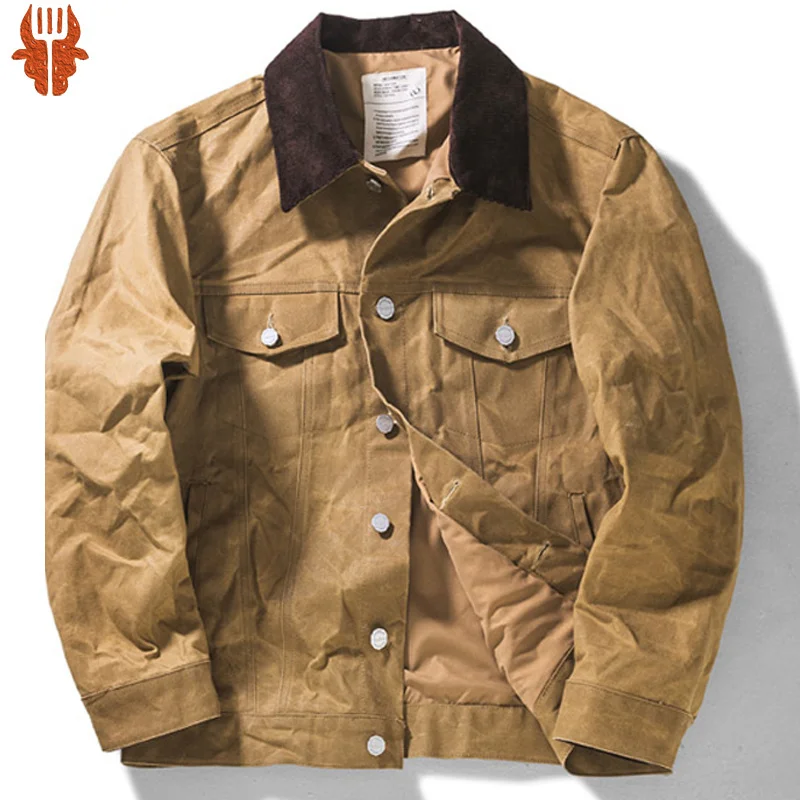 Wax-Oil-Jacket-Of-Waterproof-Military-Motorcycle-Biker-Rider-Man-Coat ...