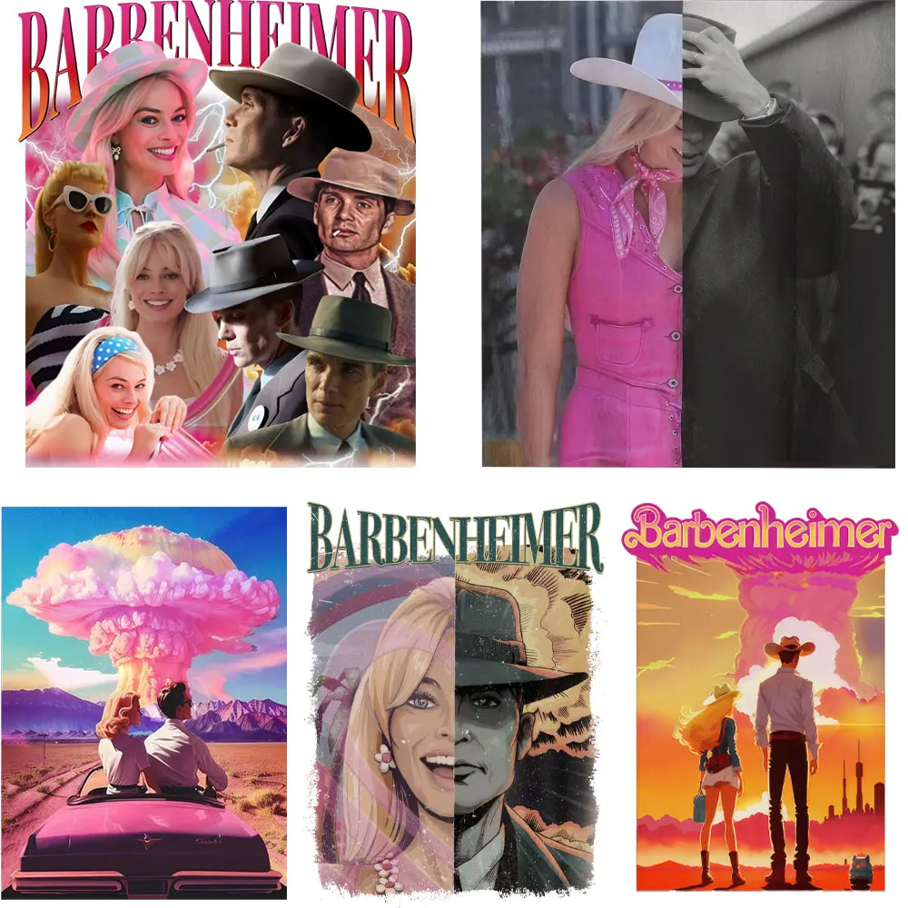 Barbenheimer-Moive-Heat-Transfers-Patches-on-Clothes-Ken-Barbie-Girls ...