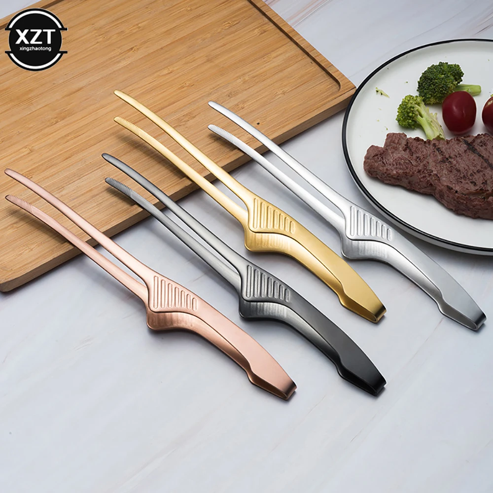 Stainless Steel Food Pliers Korean Barbecue Long BBQ Tongs Anti slip ...