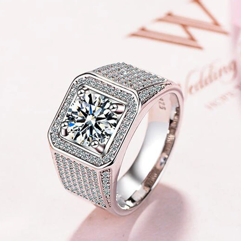 Fashion-Male-Rings-925-Sterling-Silver-Wide-Side-Big-Inlaid-Cubic ...