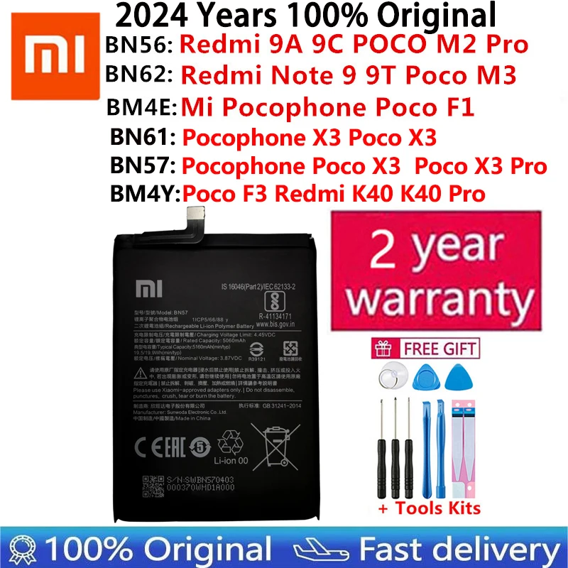 100-Original-Replacement-Battery-For-Xiaomi-Mi-Redmi-Note-9-9T-9A-9C ...