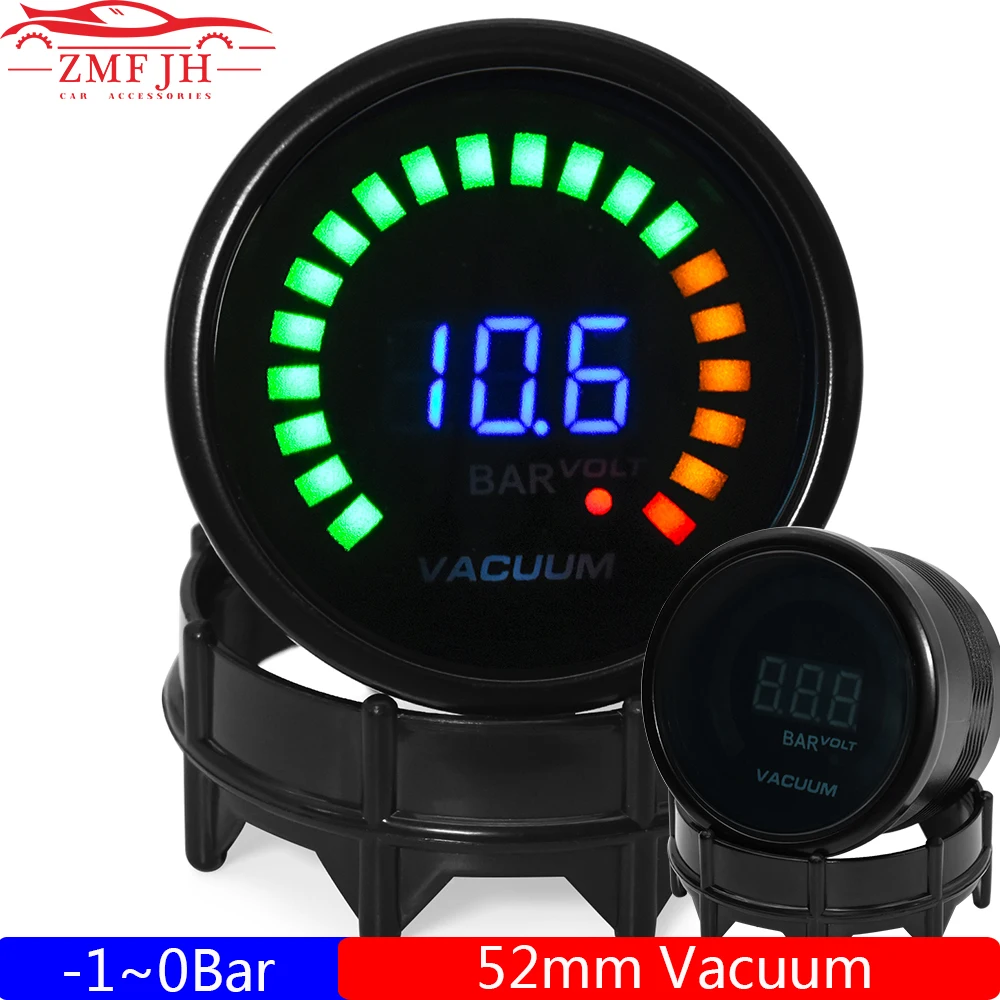 Smoke Lens Auto Car Vacuum Gauge -1~0Bar Digital Vacuum Meter with ...