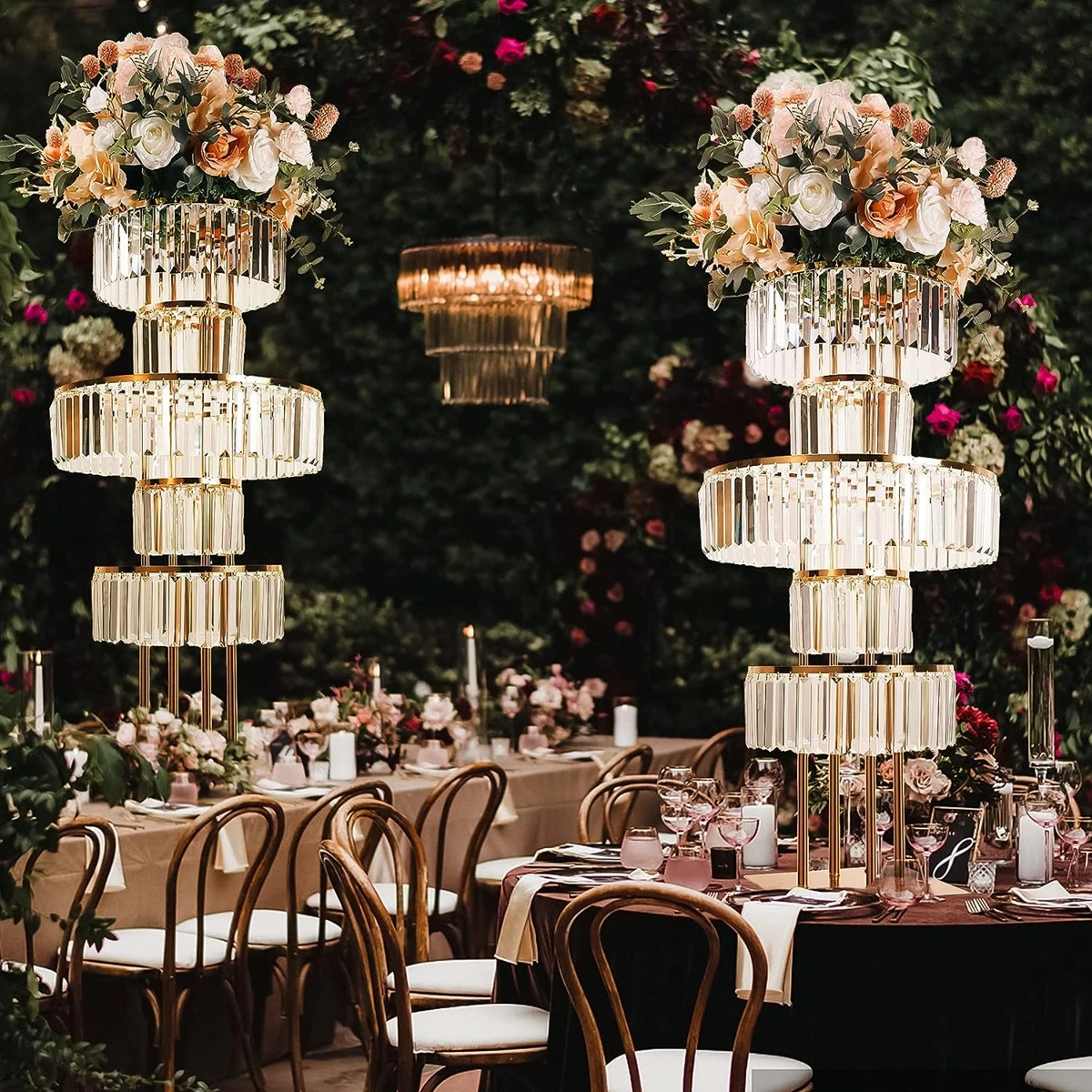 5pcs-90cm-120cm-Gold-Vases-Centerpieces-Crystal-Flower-Stand-with ...