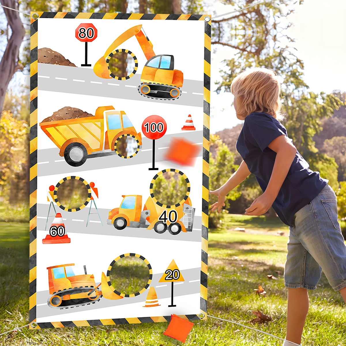 Engineering-Vehicle-Party-Sandbag-Game-Flag-Happy-Birthday-Party-Decor ...