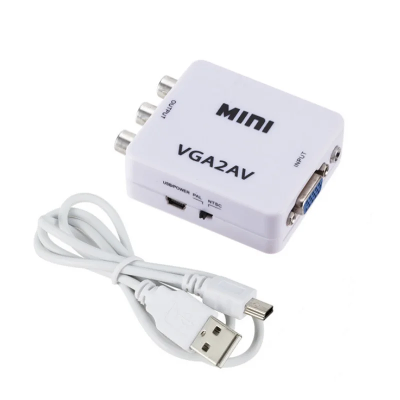 Mini VGA to AV RCA Audio Converter VGA2AV/CVBS Adapter with 3.5mm for ...