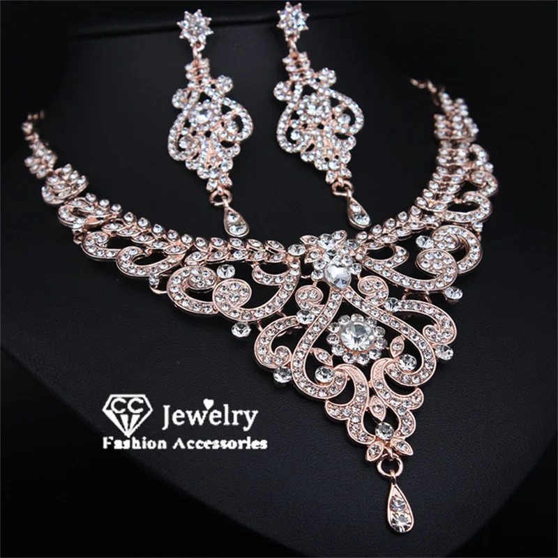 Cc Jewelry Set Necklace And Drop Earrings 2pcs Wedding Accessories For ...