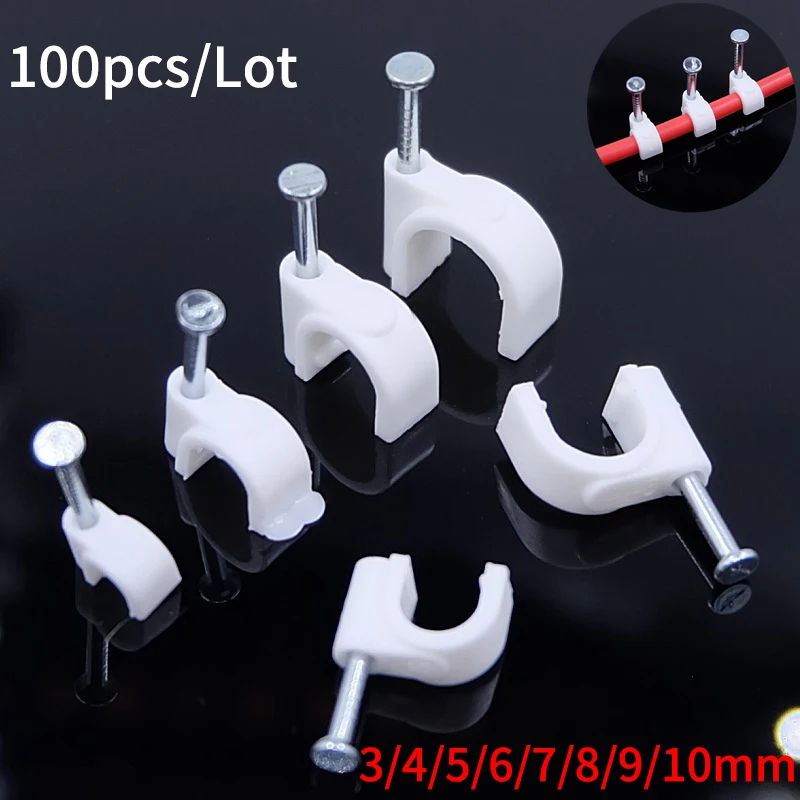 Clips redondos para cables, soporte de pared de nailon y acero al ...