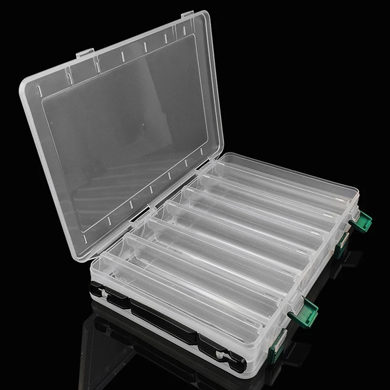 Double-Sided-14-Compartments-Fishing-Tackle-Boxes-Lure-Organizer-Hook ...