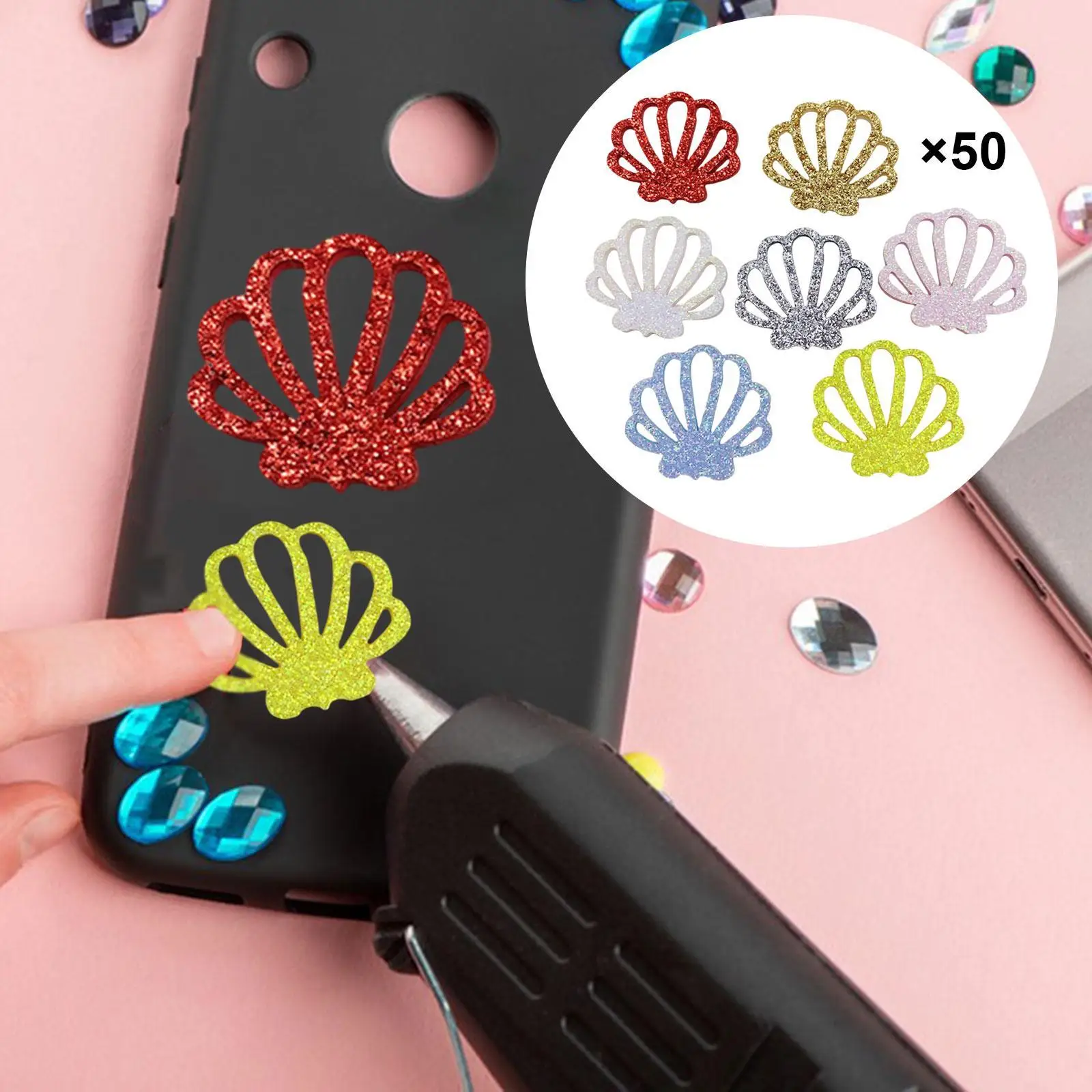 50-Pieces-Shell-Appliques-Phone-Case-Shell-Ornaments-Shell-Decors-for ...