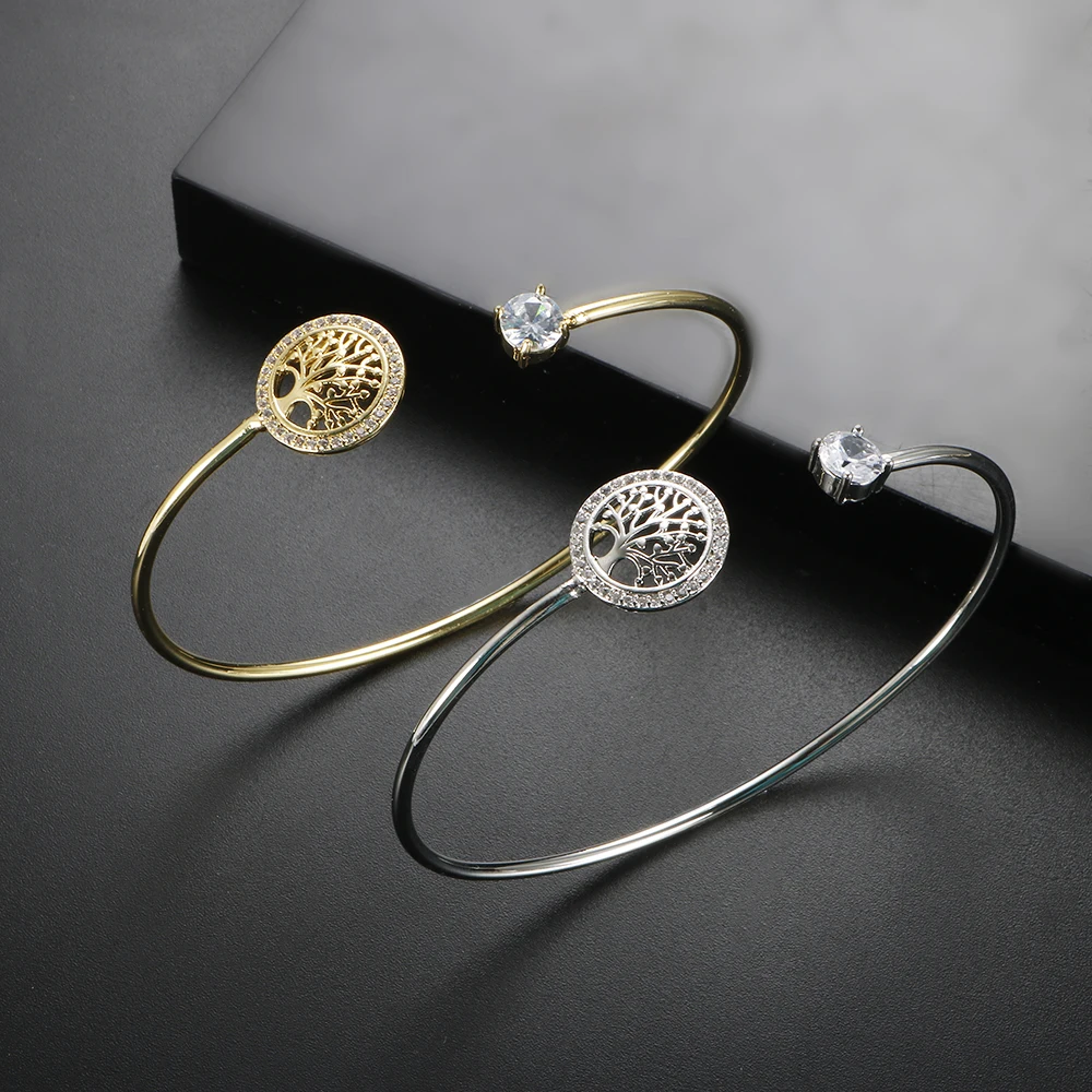 Vintage-na-moda-zirc-o-pedra-pulseira-rvore-da-vida-aberto-ajust-vel ...