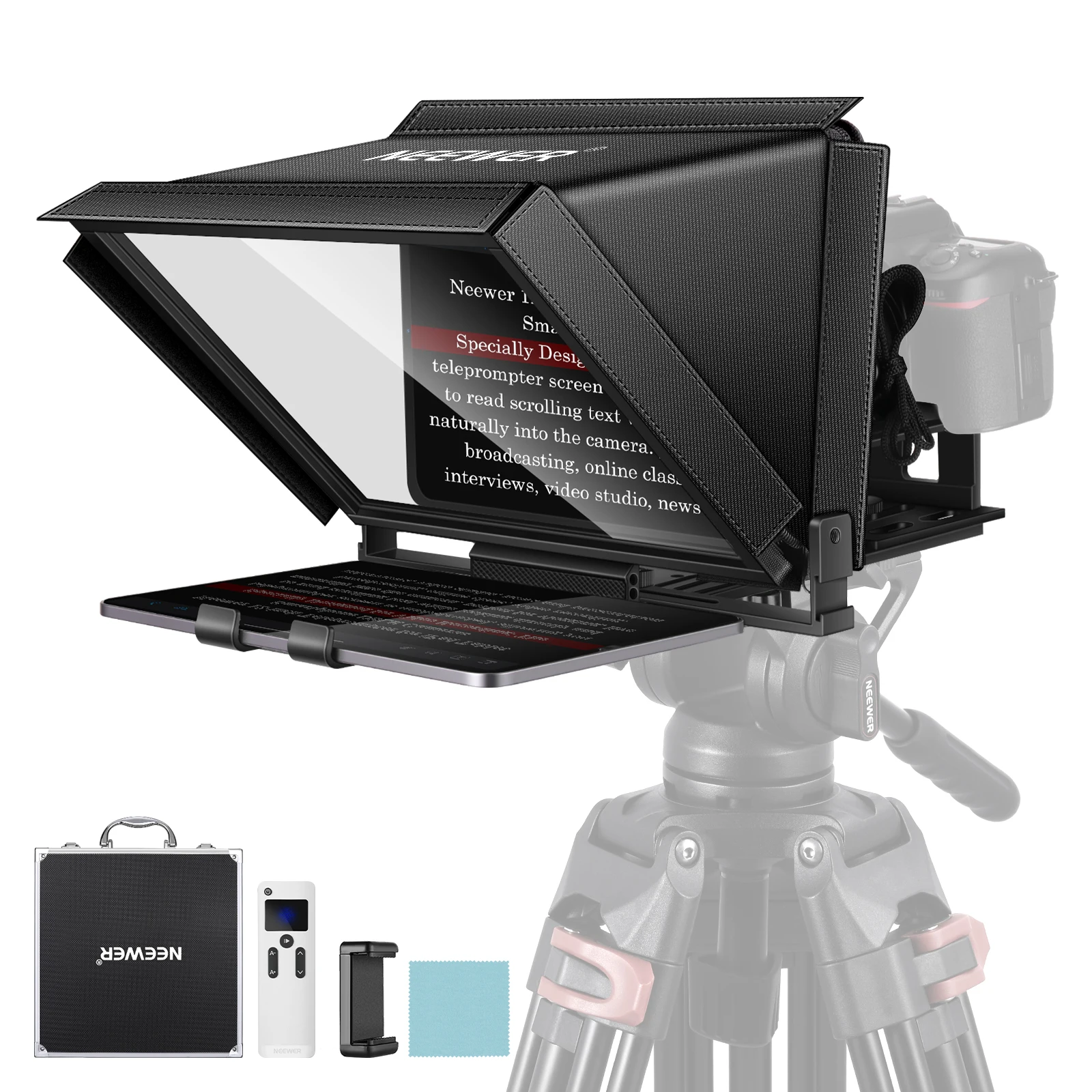 NEEWER-Teleprompter de alumínio com controle remoto, Carry Case ...