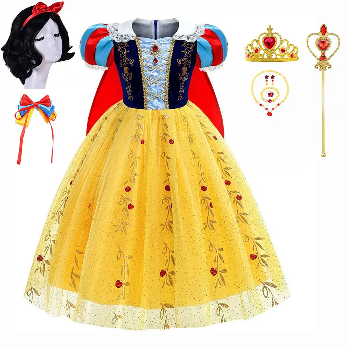 Halloween-Costume-for-Kids-Summer-Puff-Sleeve-Princess-Skirt-Girls-Snow ...