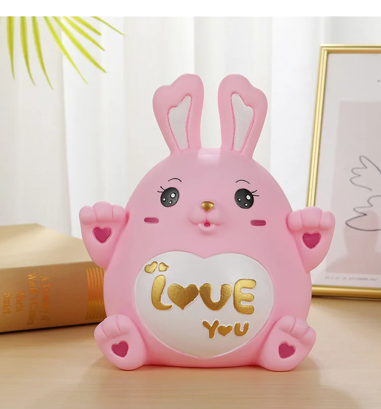 Rabbit Piggy Bank Vinyl Drop-resistant Children's Piggy Bank Can Store ...