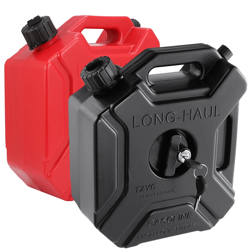 5L 3L Black Red Motorcycle Jerry Can with Lock Car Emergency Fuel Tank ...