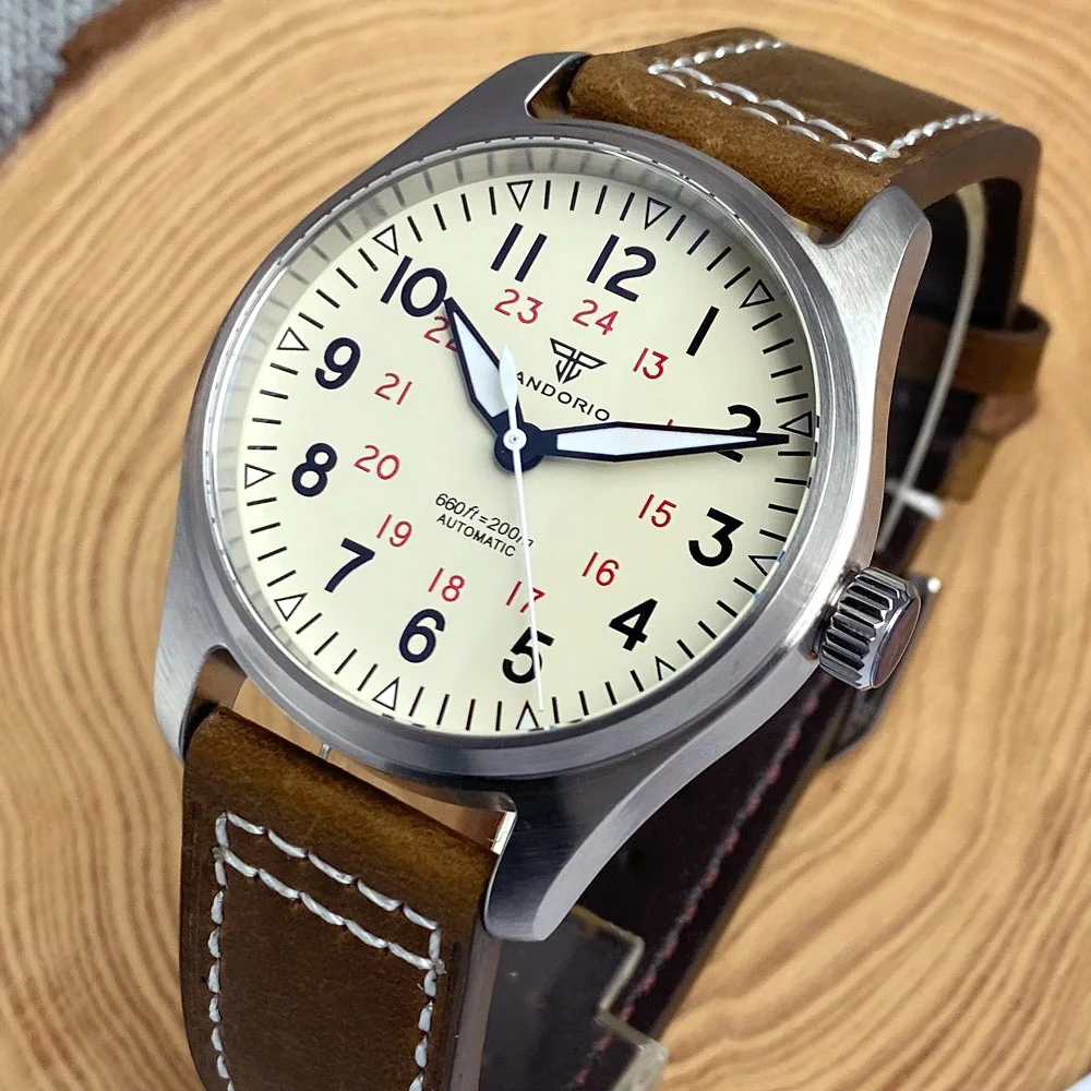 Tandorio-39mm-20ATM-Diving-Field-Watch-Beige-Dial-NH35-PT5000-Movement ...