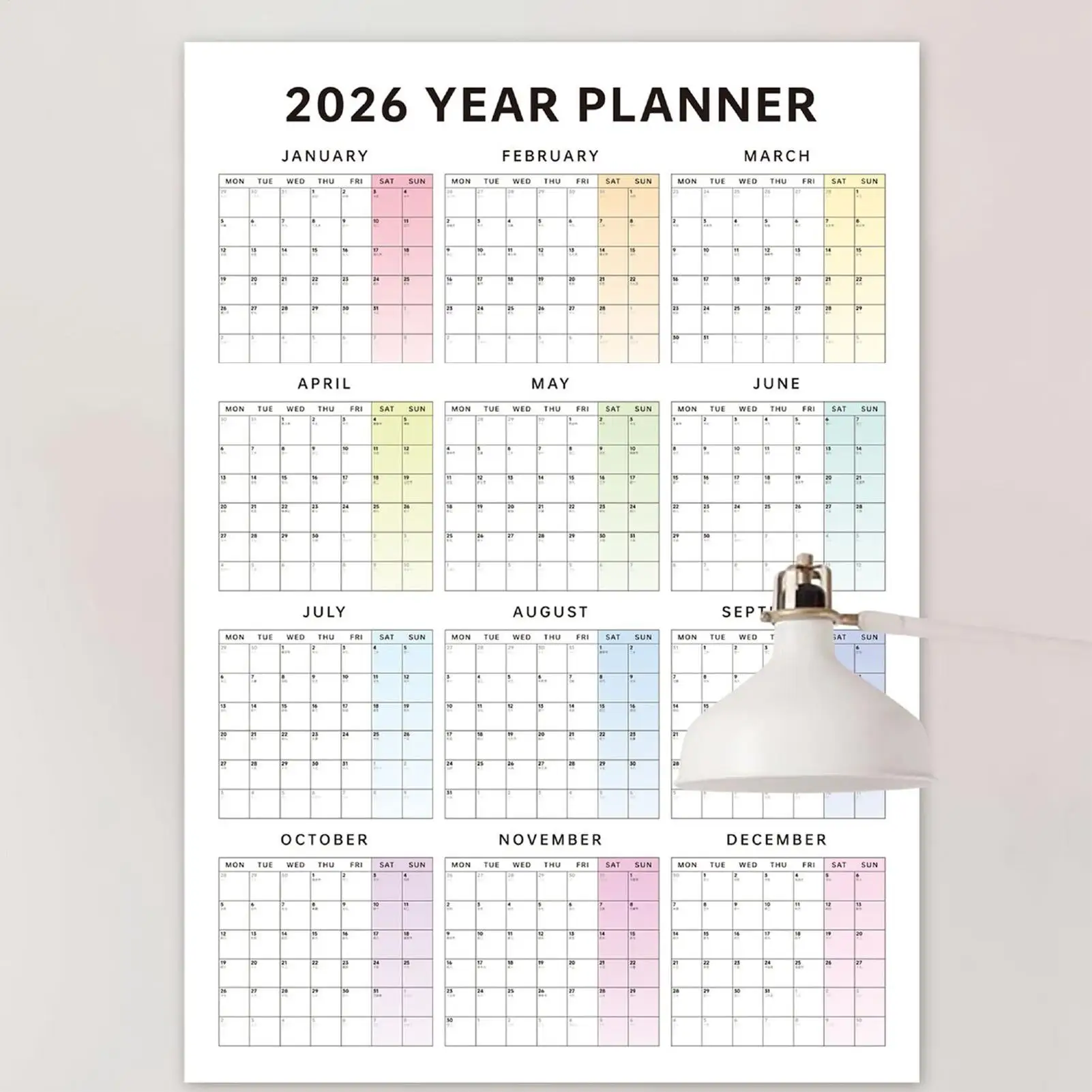 Nieuwe 2026 Wandkalender 12 maanden 2026 Dagelijks Wekelijks ...