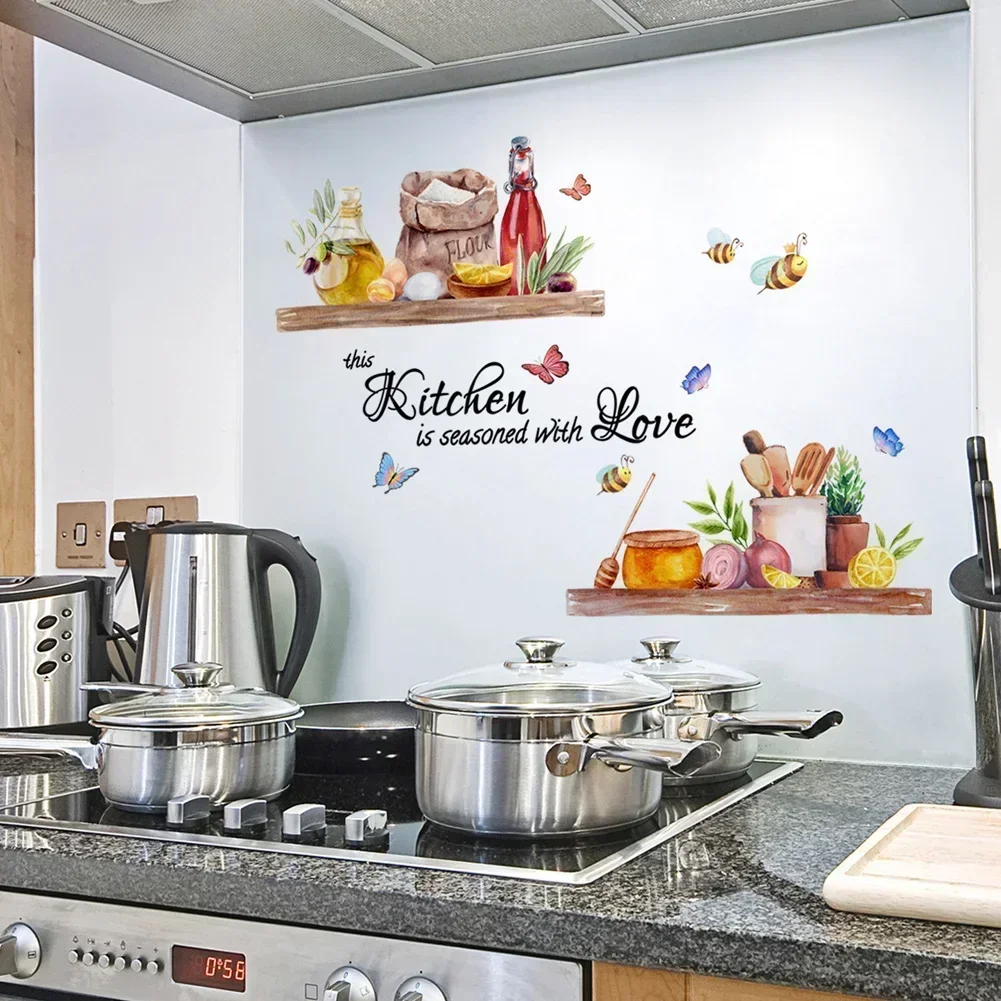Bees Butterflies Kitchen Wall Sticker Home Room Decoration Poster ...