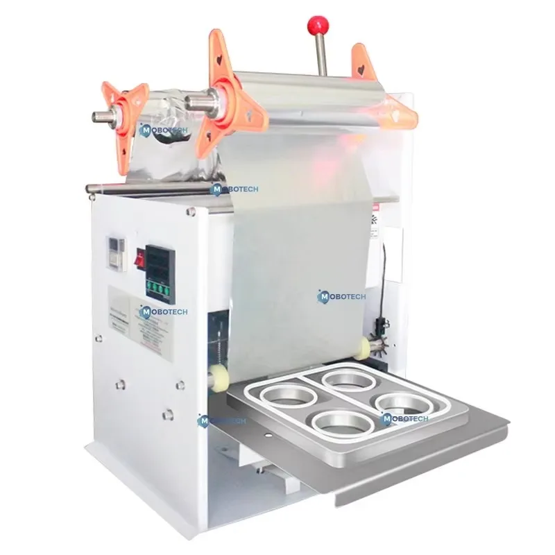 Automatic plastic film sealing machine for cups and bowls, ideal for ...