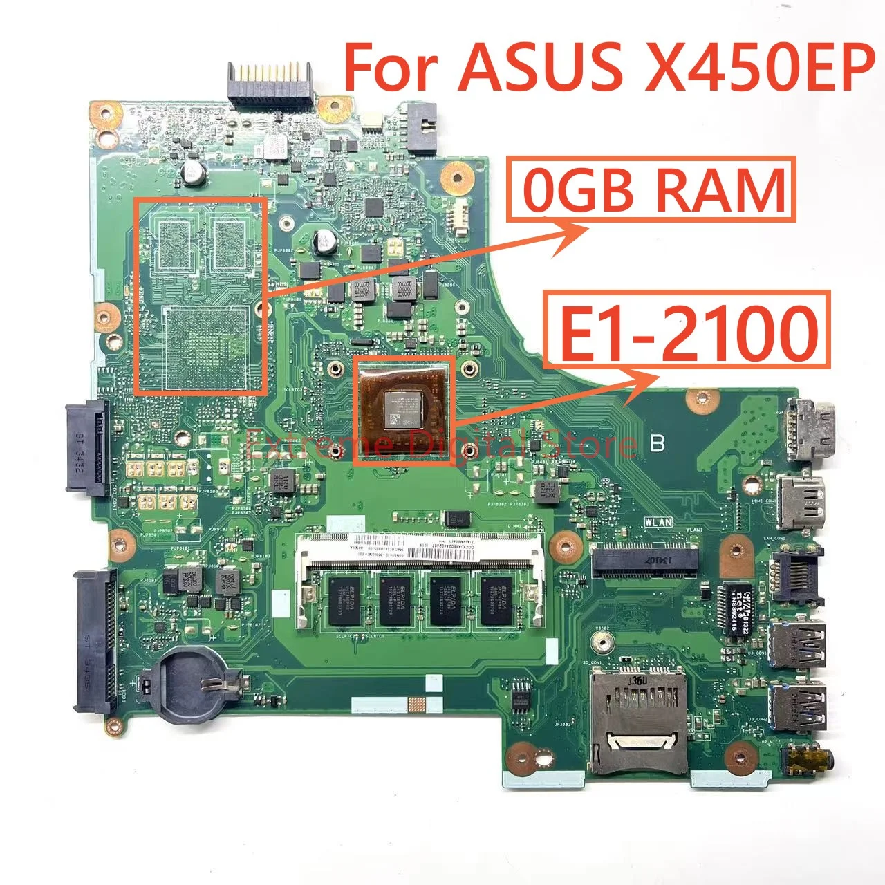 For-ASUS-X450E-X450EP-Laptop-Motherboard-E1-2100-0GB-RAM-X450EP-REV-2-0 ...