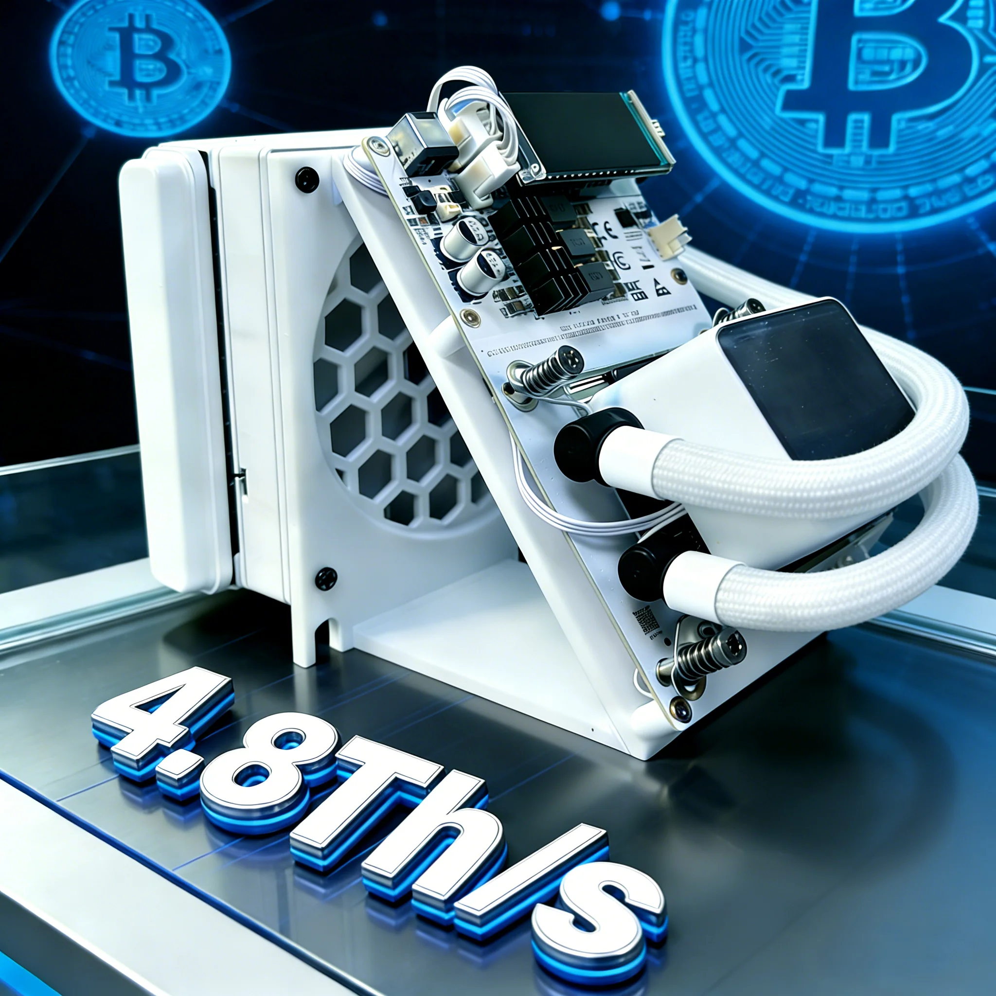 Mini White Bitcoin Biner 78W Bitaxe NerdQaxe++ Hydro 4.8TH/s Bitcoin ...