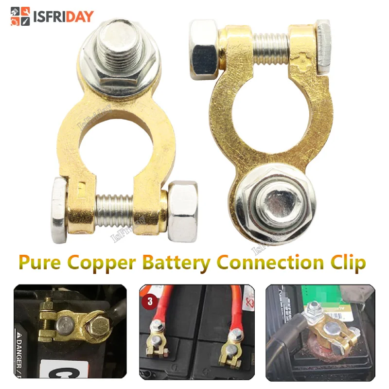 2PCS Pure Copper Battery Connection Clip Insulated Car Battery Pile ...