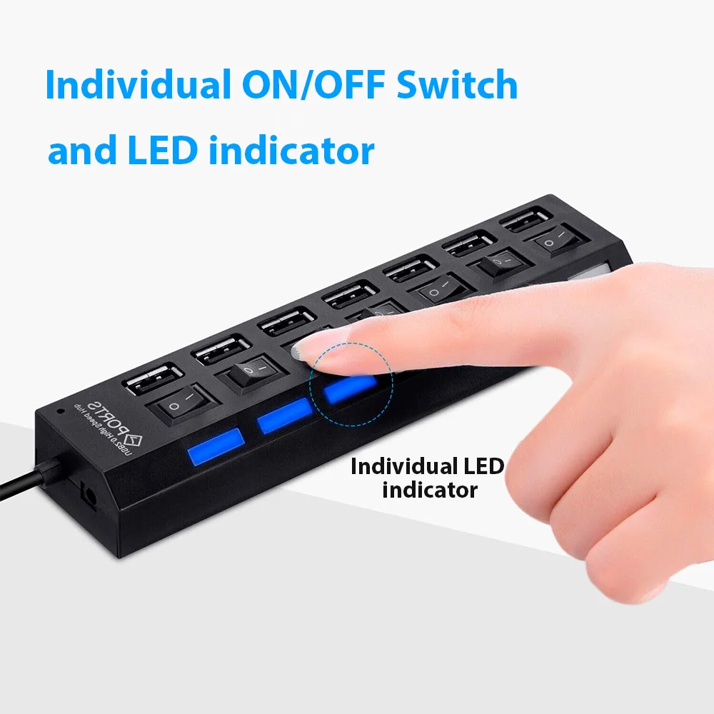 2.0 Usb Hub With Lndependent Switch And LED indicator For PC Hub Use P ...